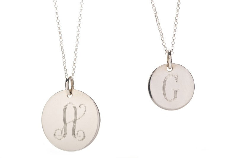 18mm Sterling Silver Engraved Disc