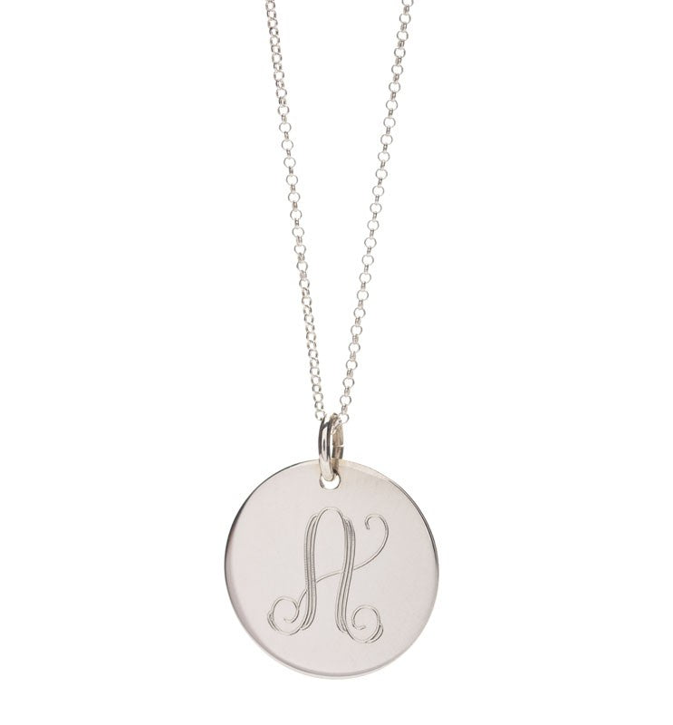 18mm Sterling Silver Engraved Disc